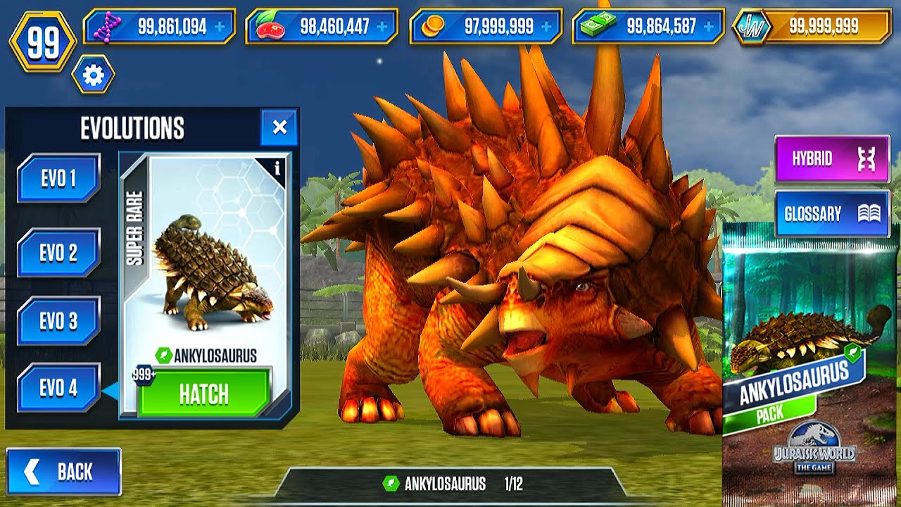 ANKYLOSAURUS PACK UNLOCKED ANKYLOSAURUS 999+ | JURASSIC WORLD THE GAME ...