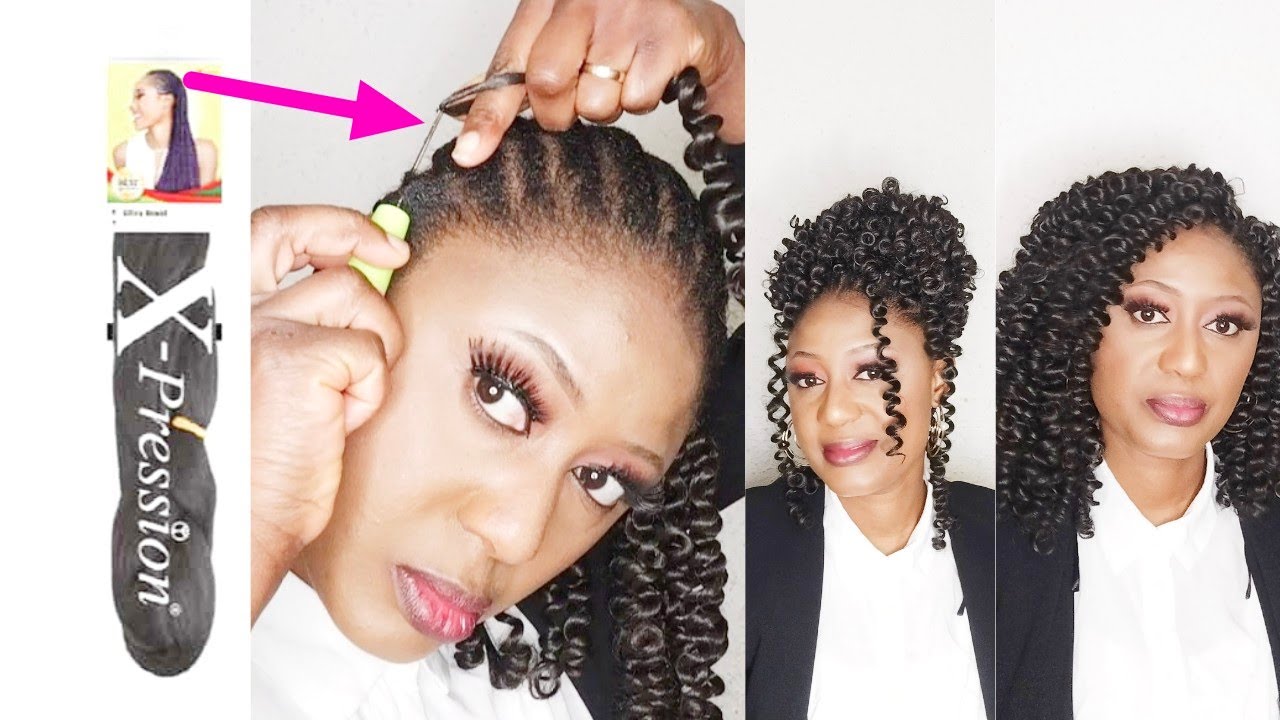Quick and easy crochet hairstyles tutorial/ step by step, using braid extension - YouTube