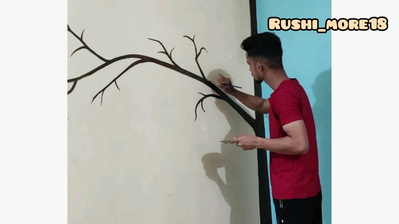 Tree simple wall painting ️😍 - YouTube