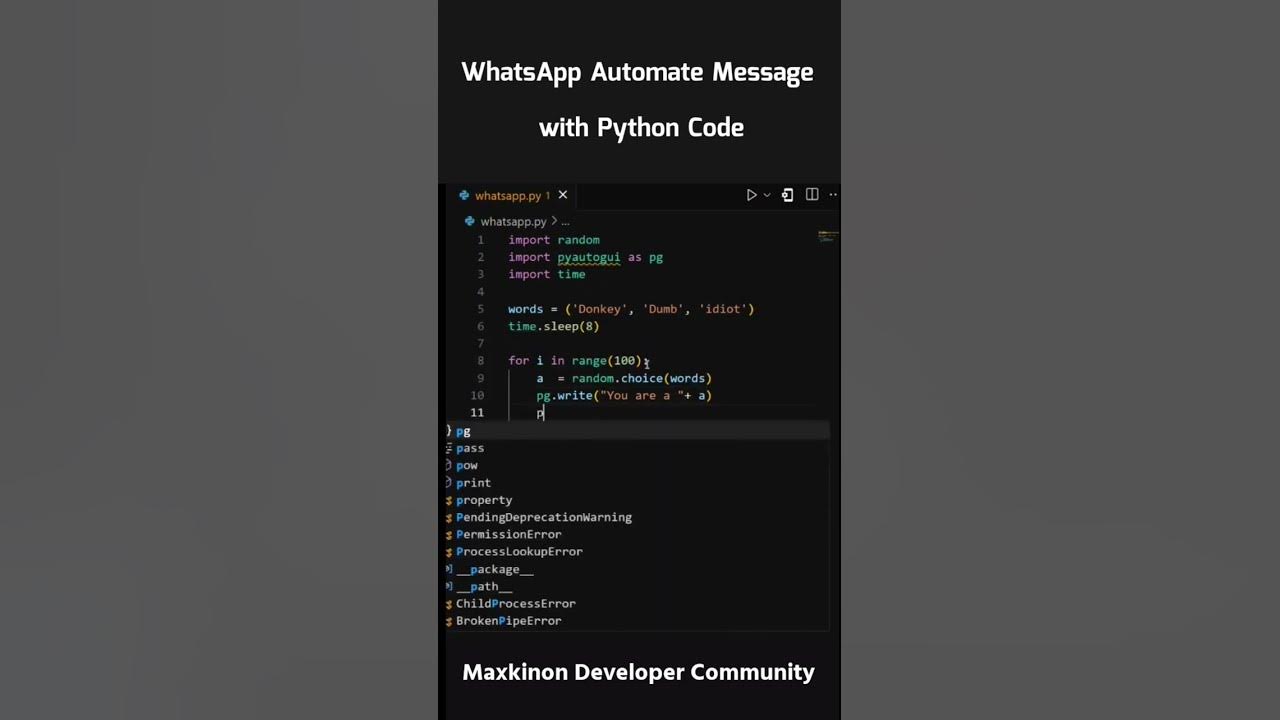 Whatsapp Automate Message With Python Code Pythonprogramming Python