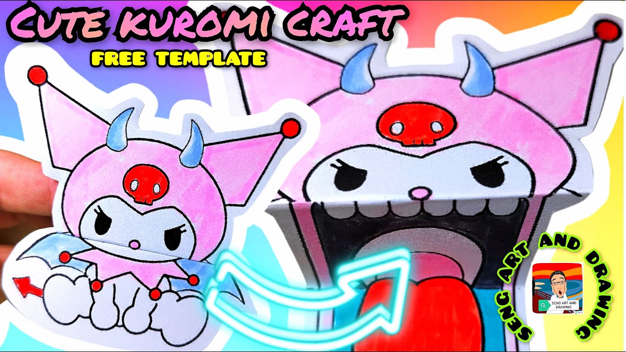 free printable cute kuromi craft - cute sanrio crafts - YouTube
