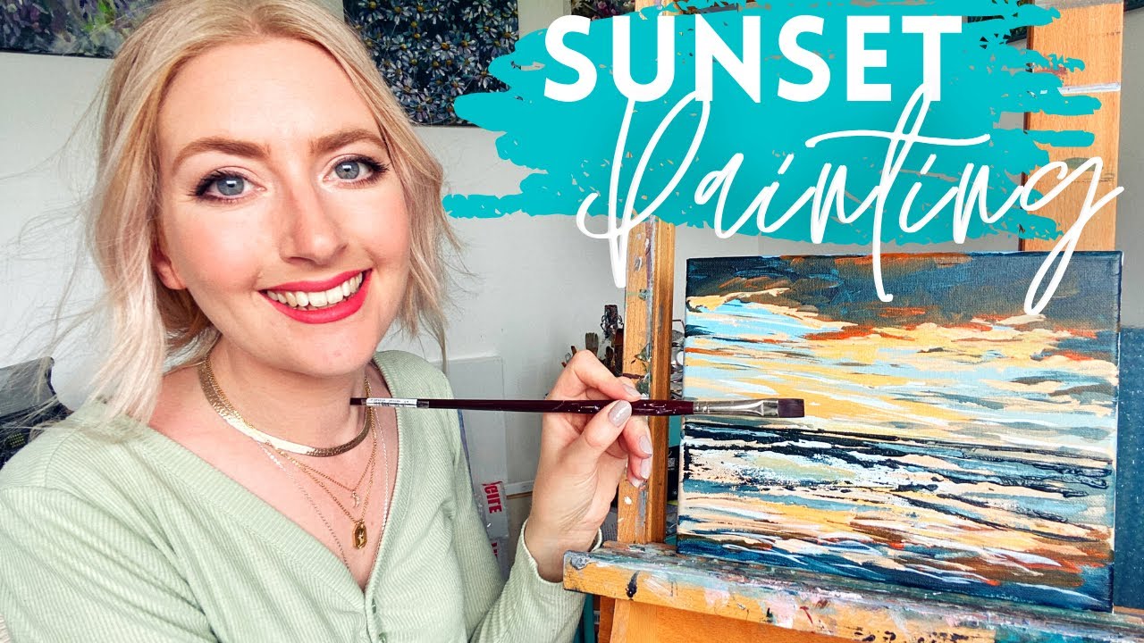 Sunset Painting for Beginners in Acrylic - YouTube