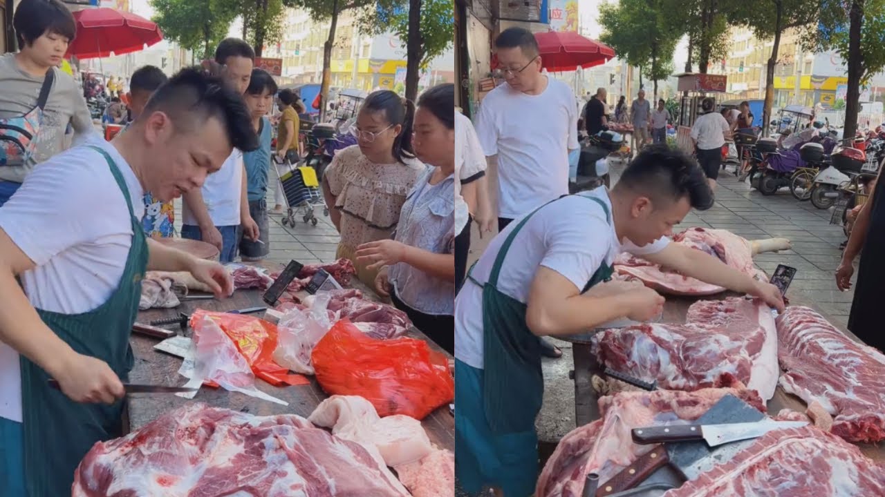 Cut pork and sell pork August 22 - YouTube