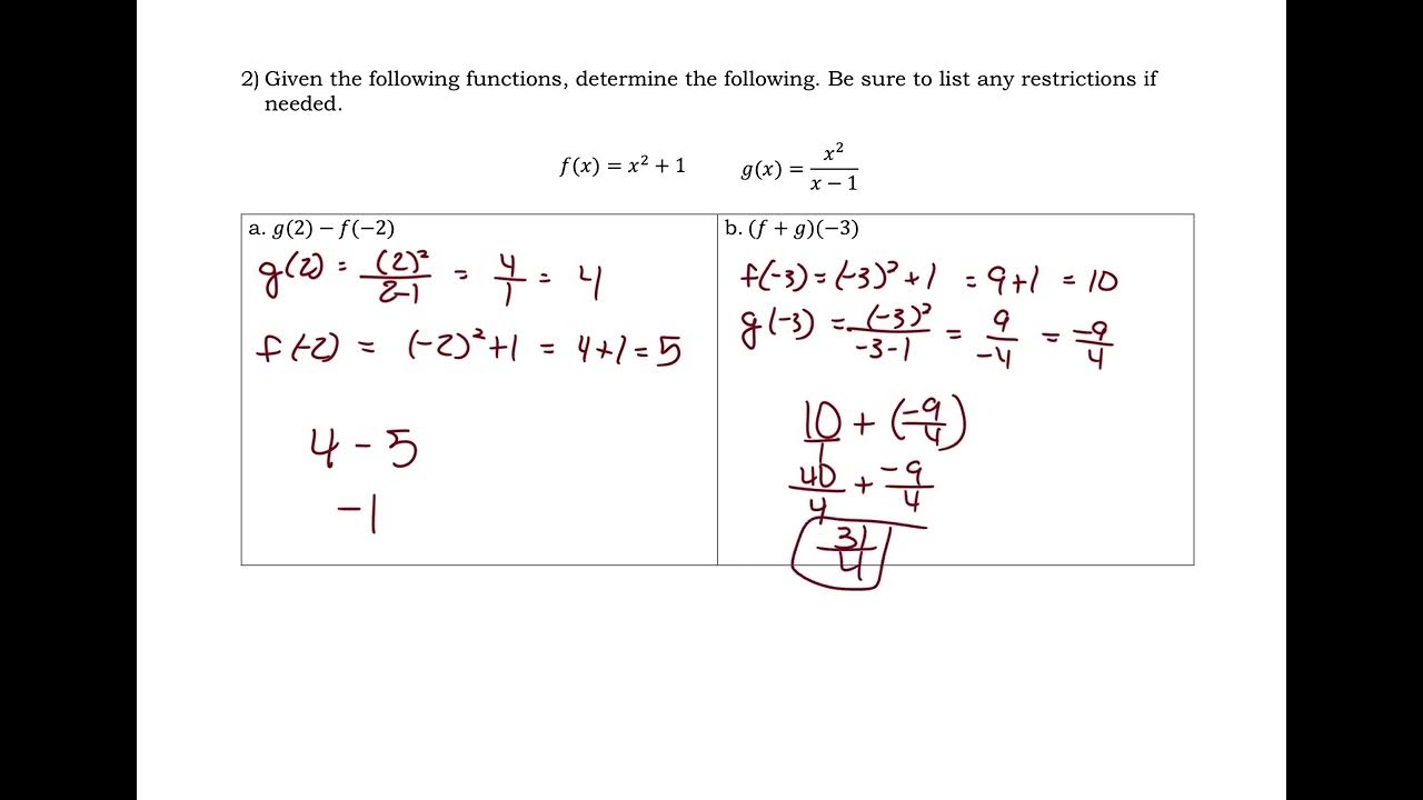 1b Operations and Compositions of Functions Notes Video - YouTube
