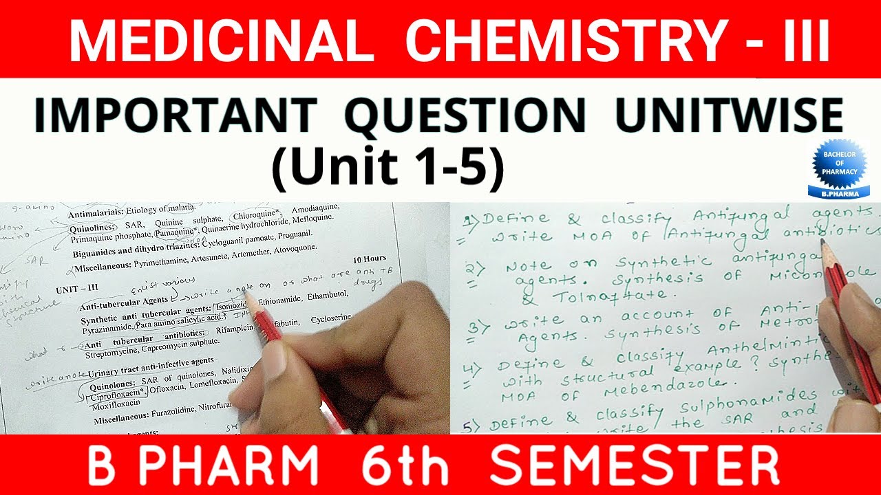 Medicinal chemistry 6th semester important question || Medicinal ...