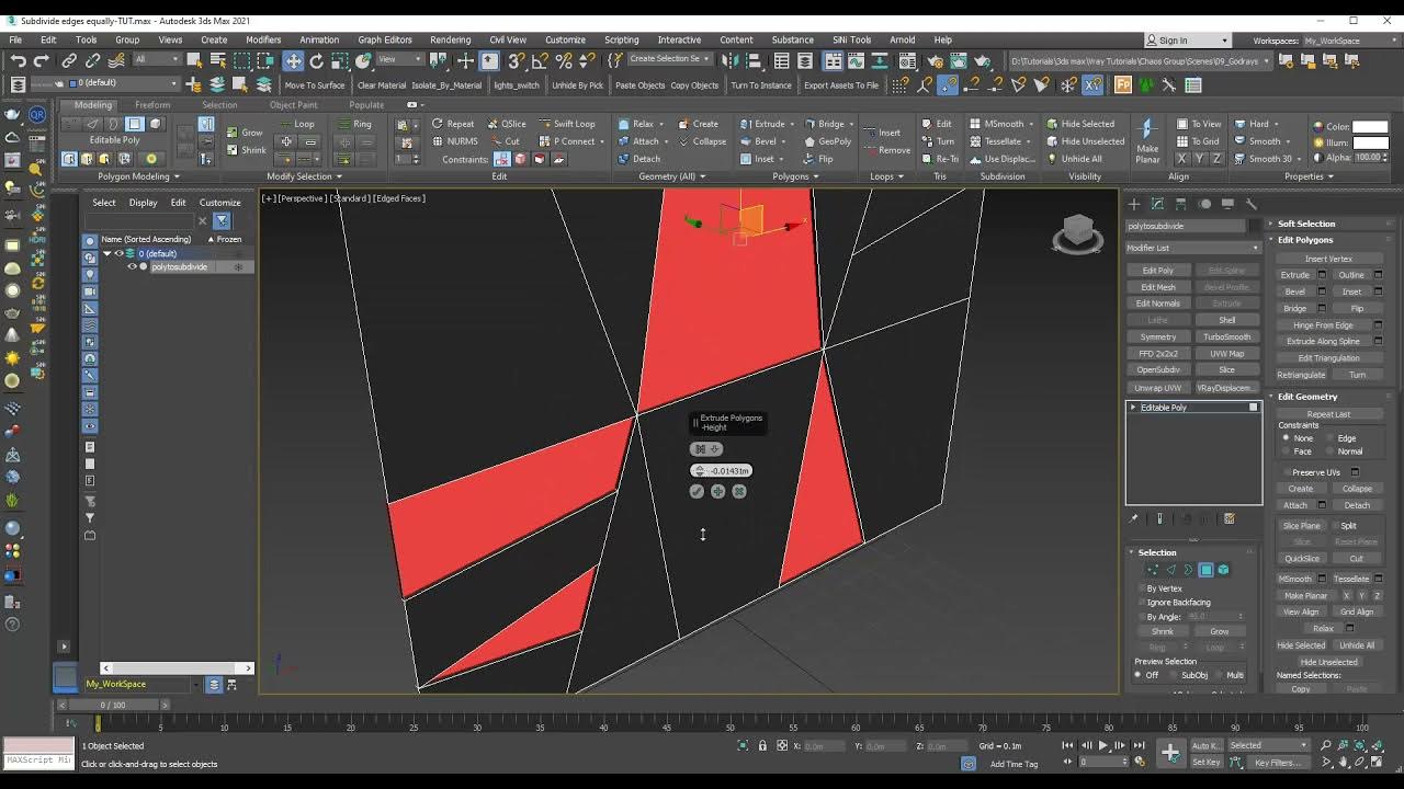 3DS Max - Subdivide Equally Editable Poly Edges - YouTube