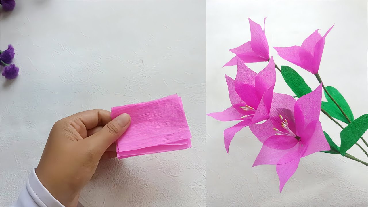 Cara Simple Membuat Bunga Dari Crepe Paper / Kertas Krep | Membuat ...