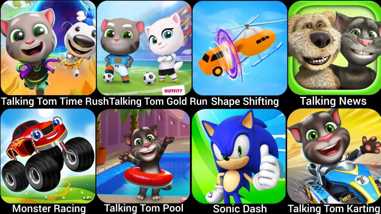 Talking Tom Time Rush,Monster Racing,Talking Tom Gold Run,Tom Pool ...