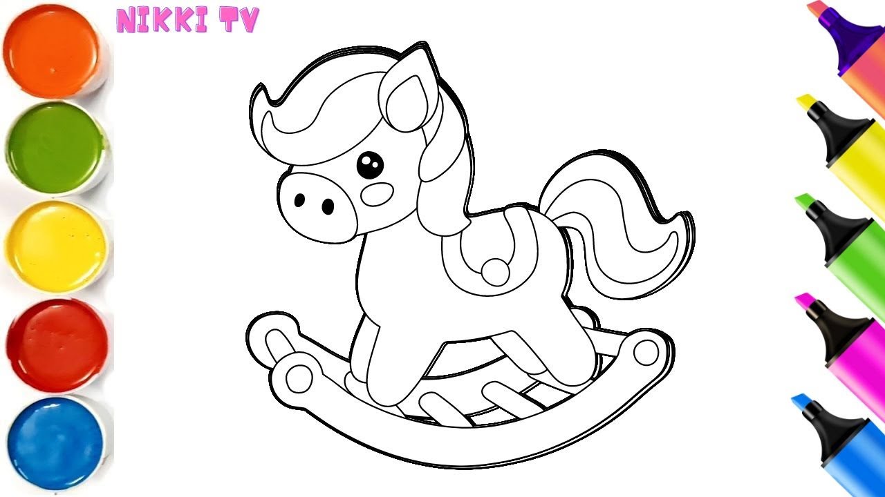 Cute Rocking Horse Drawing, Painting, Coloring For Kids and Toddlers ...
