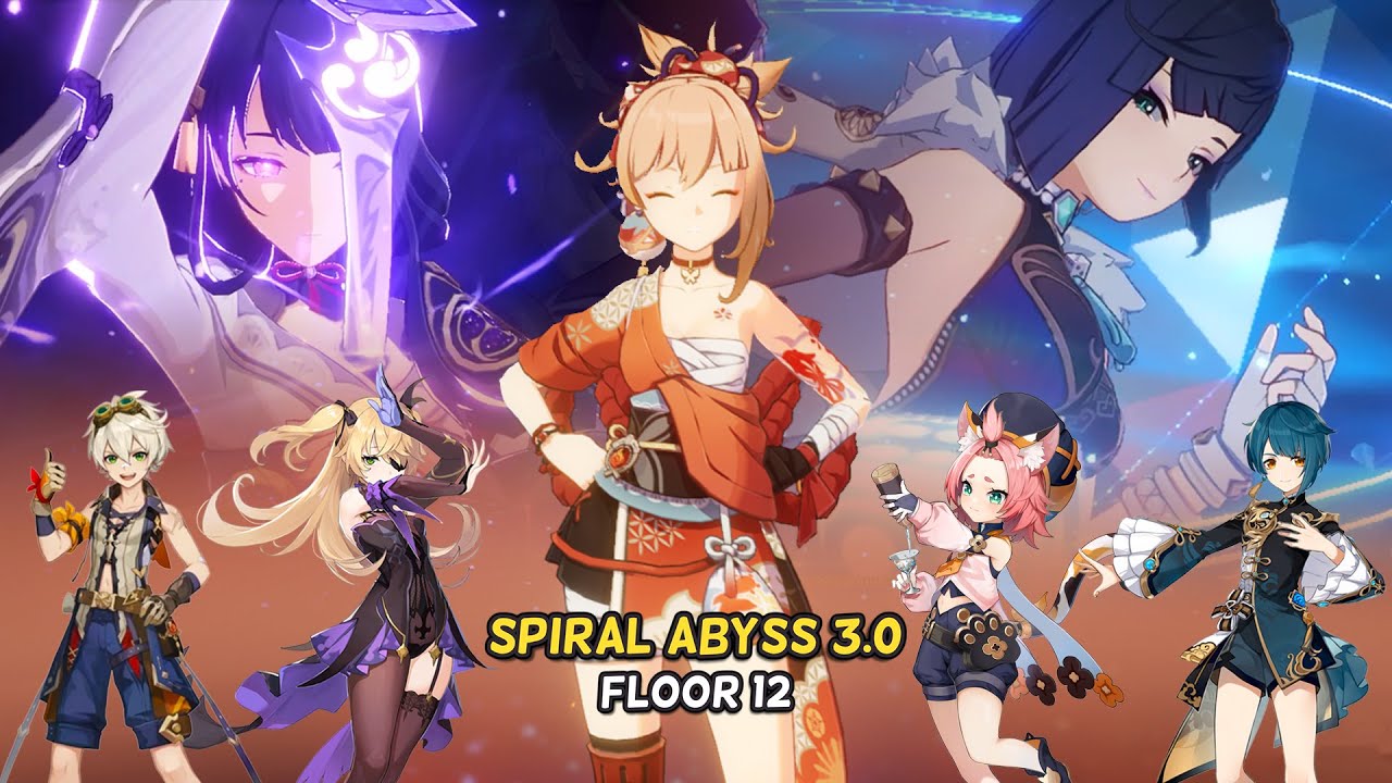 Yoimiya and friends take on Spiral Abyss 3.0 Floor 12 - YouTube