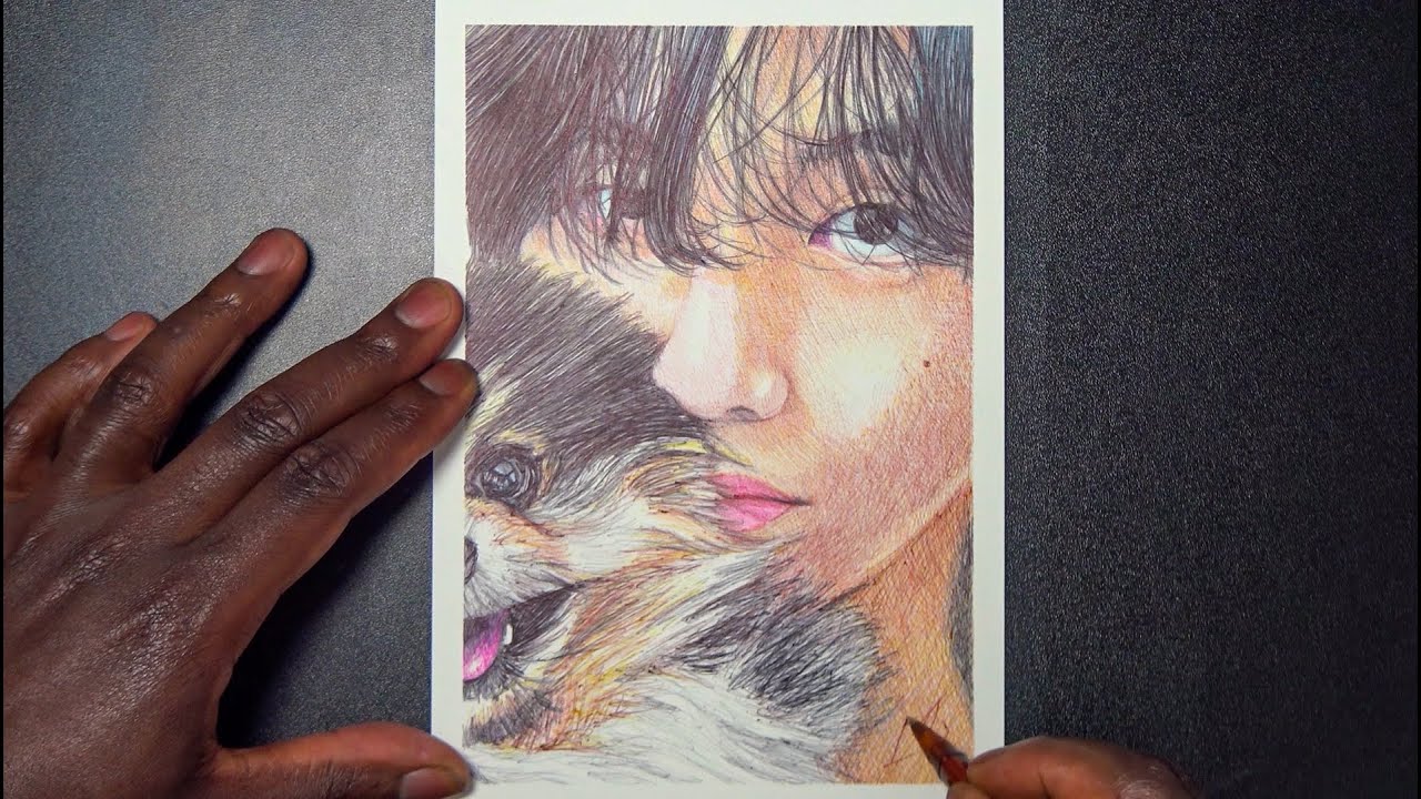 Draw With Me / Sketching Taehyung and Yeontan From BTS with Ballpoint ...
