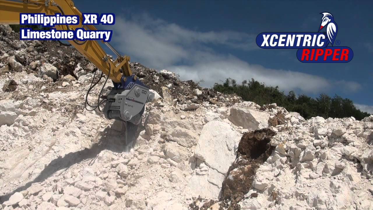 Philippines Limestone Quarry - Xcentric Ripper XR40 - YouTube