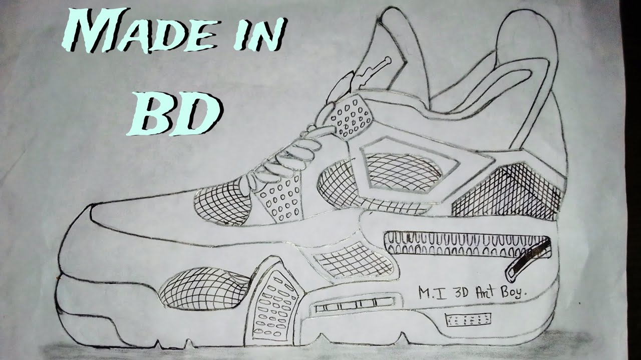 Shoes drawing . How to drawing shoe? Made in BD Shoe.😱😱Simpl peace 3d ...