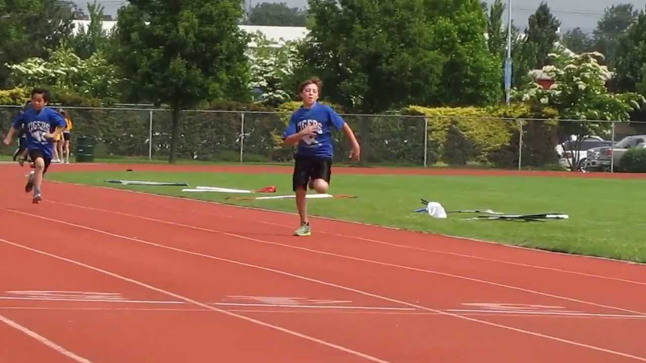 Track meet 2013 80m sprint (1st place ) - YouTube