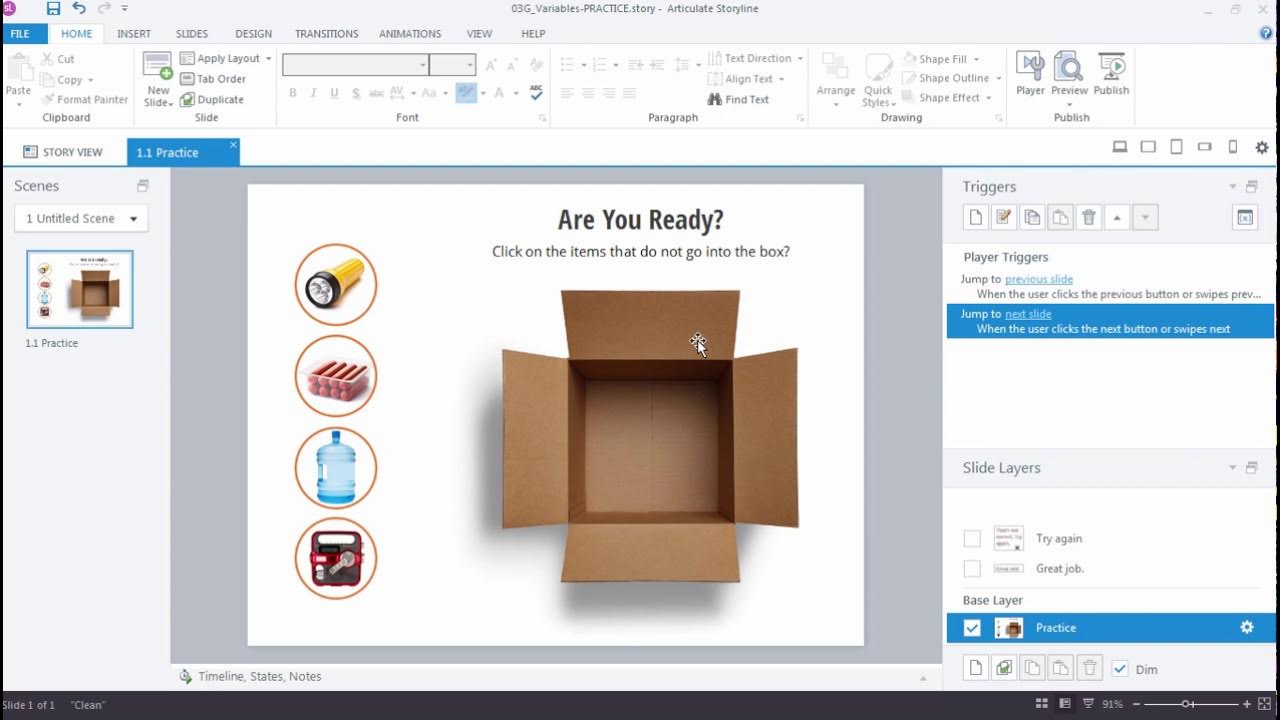 Articulate Storyline 360: Create an Interaction with a Number Variable - YouTube