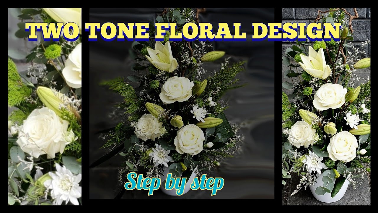 DIY-stepBYstep. How to create TWO TONE white-green flower centrepiece ...