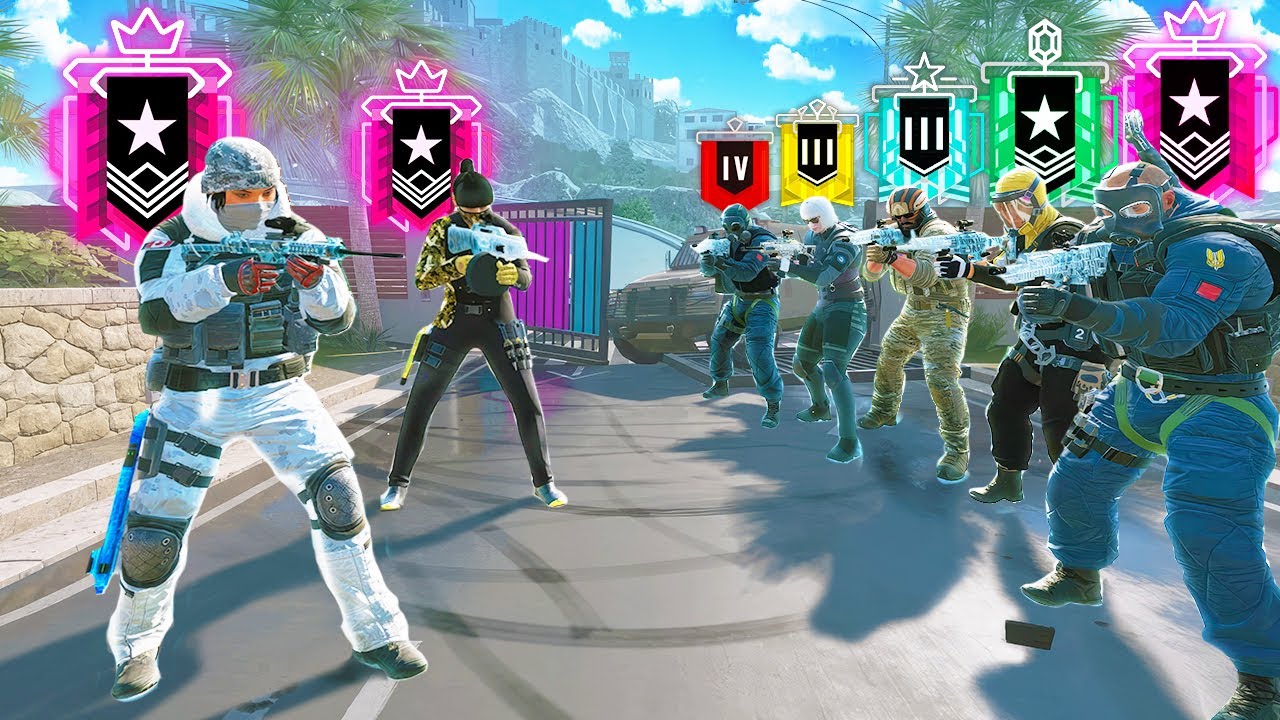 2 Champions vs 5 Different Ranks In Rainbow Six Siege - YouTube