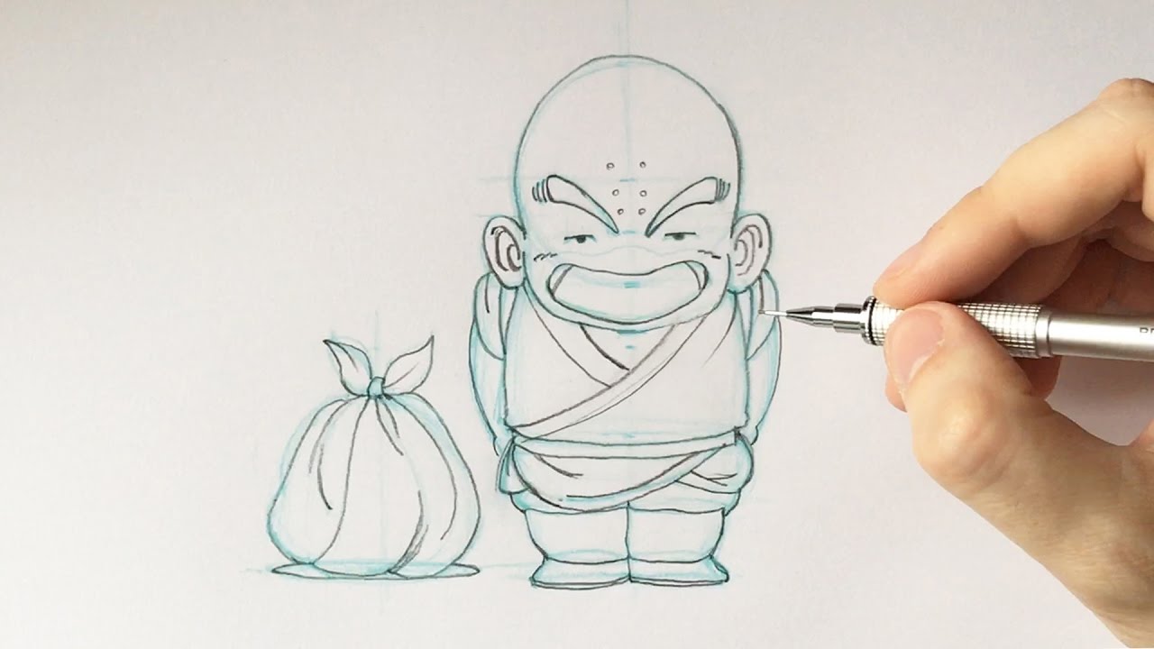 How to Draw and Color Krillin... and his bag! | Beginner Step by Step ...
