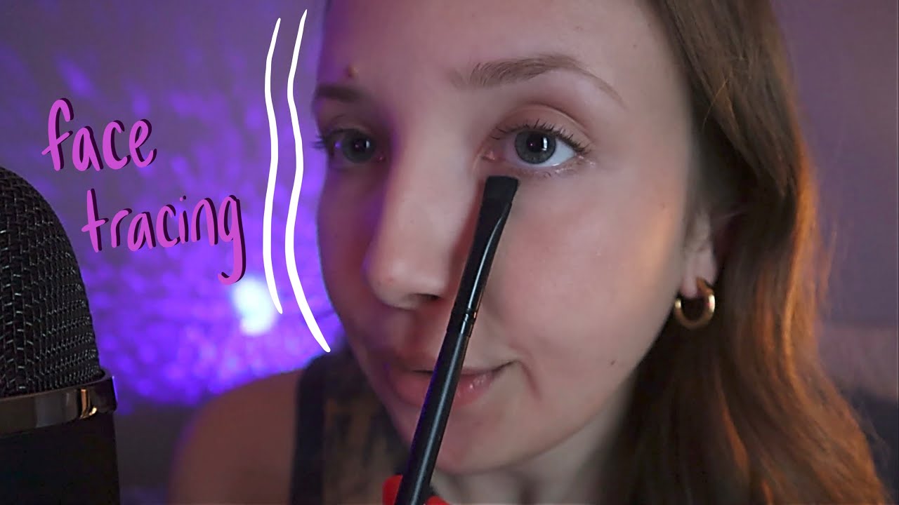 ASMR | delicate face tracing w/ different tools + hand movements, mouth ...