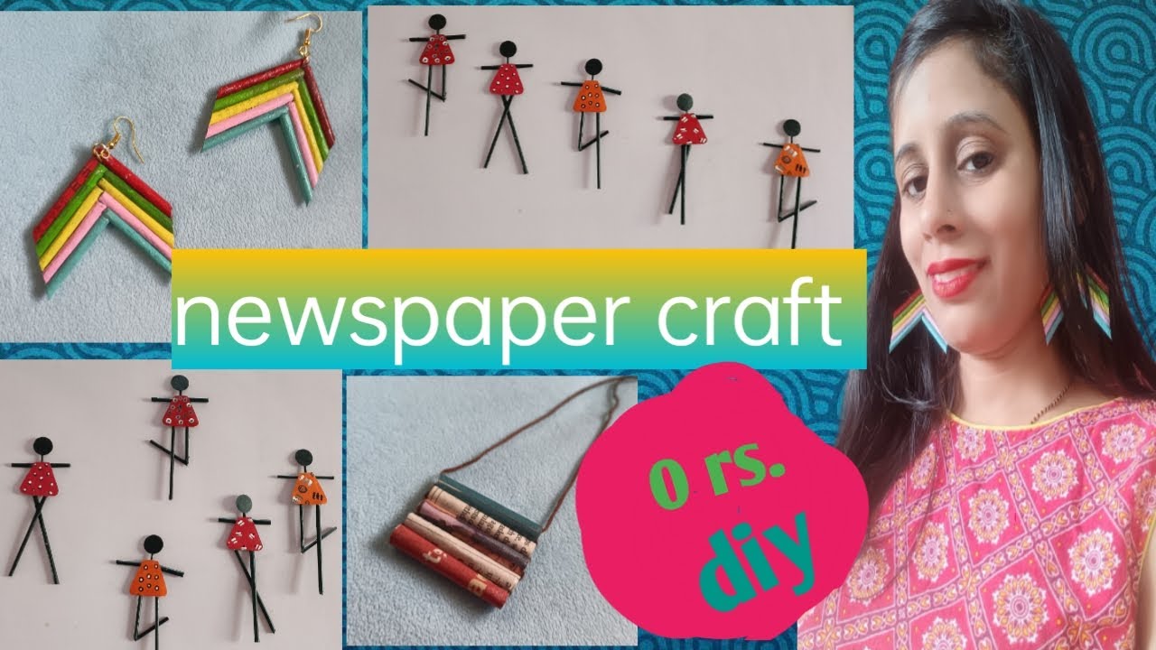 Newspaper craft idea/ wall decor idea/newspaper jewellery craft / news ...
