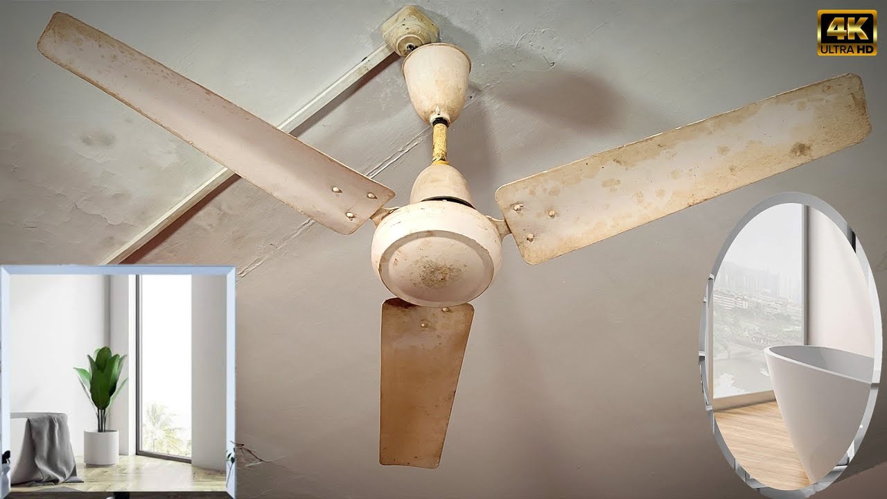 Vintage Ceiling Fan vs Gaint Mirror 🪞 with Wire Foldable Blades Wobble ...