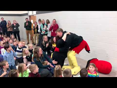 Myles Jorgensen surprises his mom after deployment