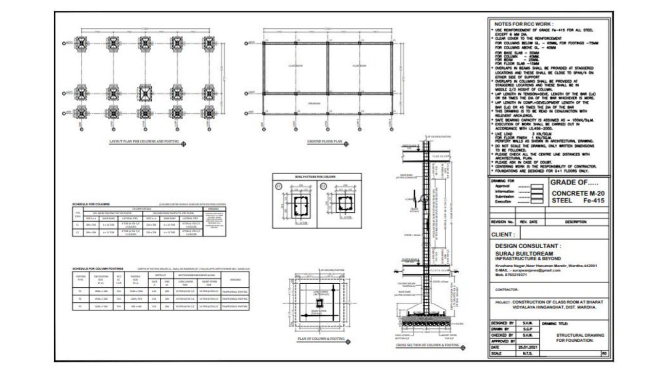 Structural Drawing | Footing Column Structural Drawing | Reinforcement ...