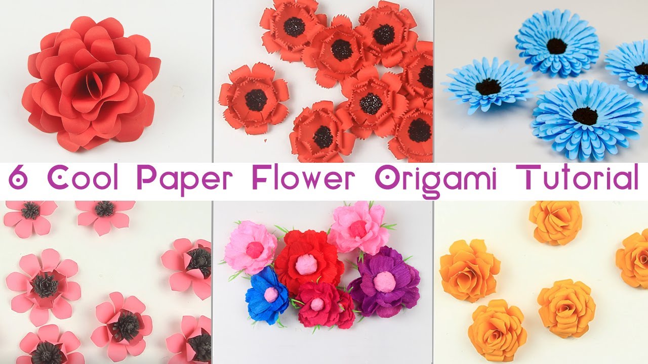 6 unique paper flower origami step by step | Awesome Paper Fold Trick ...