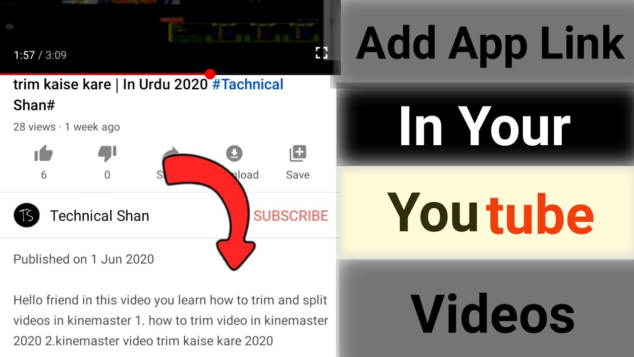 How To Add App Link | In Video Discription | youtube video me app link ...