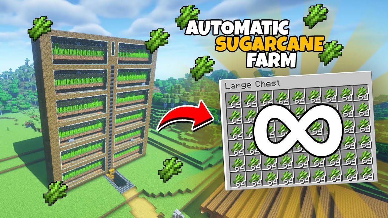 Minecraft 1.20+ AUTOMATIC SUGARCANE FARM - Easy Efficient SUGARCANE ...