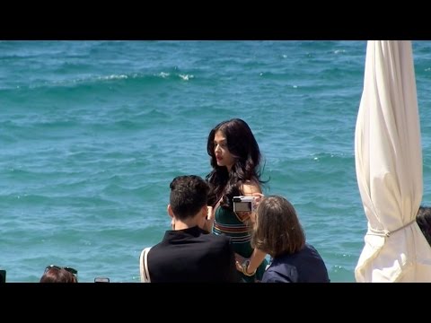 Aishwarya Rai shooting session on the beach in Cannes