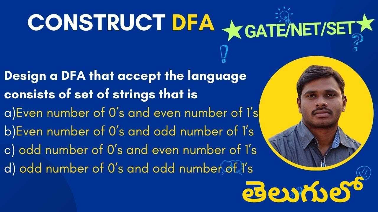 13. Construction of DFA in Telugu | DFA example 6 | TOC | FLAT ...