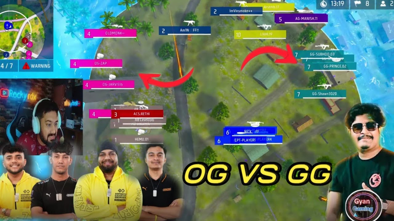 17 July 2024 OG VS GG Rock & rdx OG, GG, CPT, AG, HH, AB, 🔥Free Fire ...