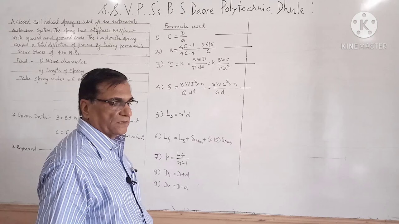 Numerical on design of spring - lecture 89 - YouTube
