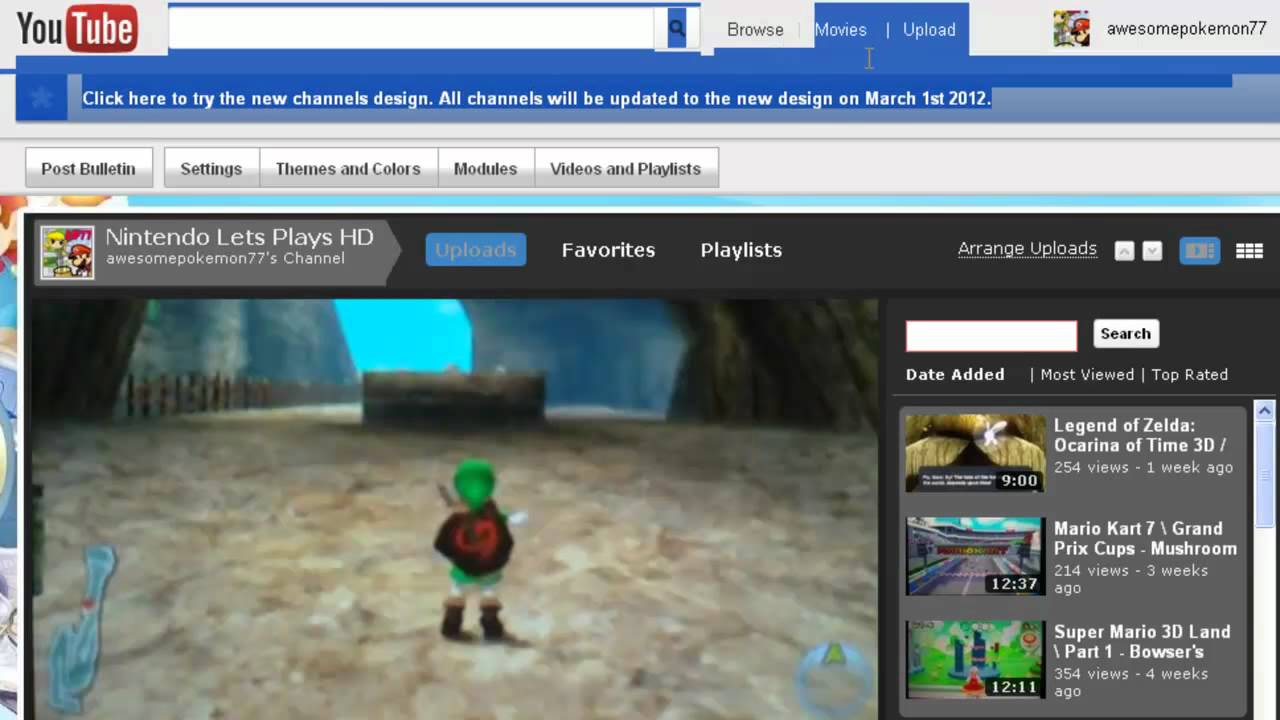 Old Youtube Channel Design