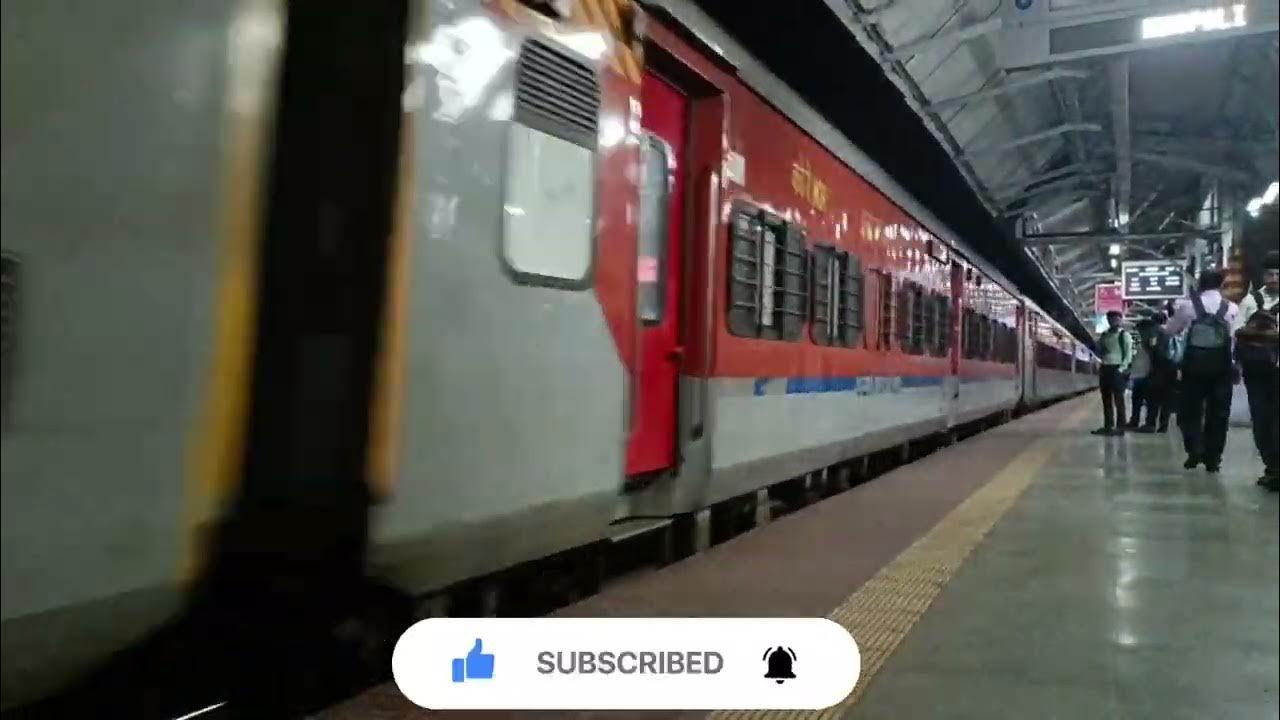 RARE CAPTURE OF 10111 KONKAN KANYA EXPRESS XING WITH 22120 KARMALI CSMT MUMBAI TEJAS EXPRESS ...