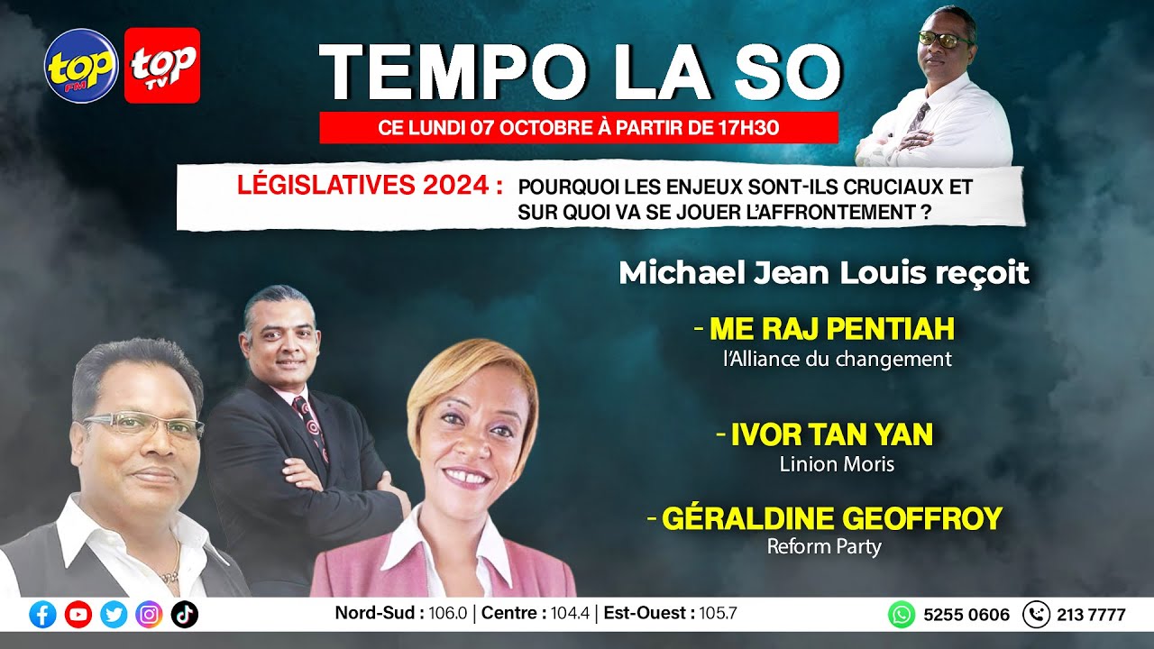 Tempo La so: Michael Jean Louis reçoit Me Raj Pentiah, Ivor Tan Yan et ...