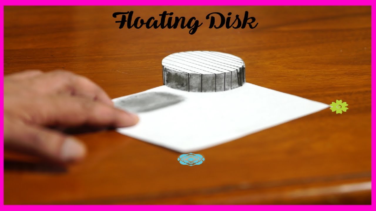 How to Draw 3D Floating Disk on Paper | Step by Step Drawing | पेपर पे ...