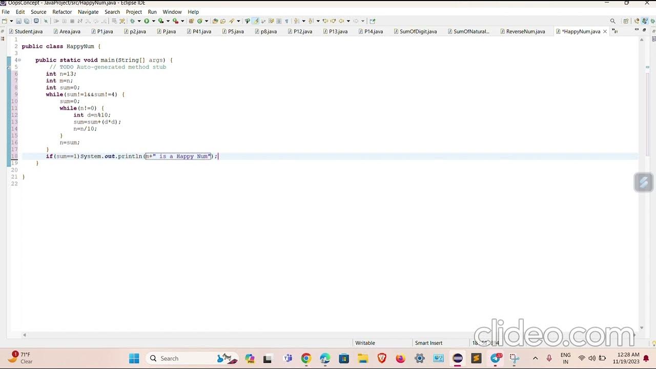 Check given number is Happy Number or not || java number program - YouTube