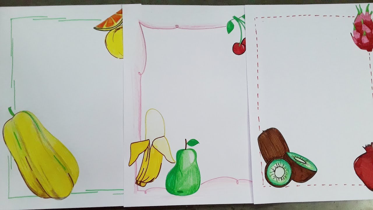 FRUIT| Fruit inspire border designs part-2| Border designs on paper ...