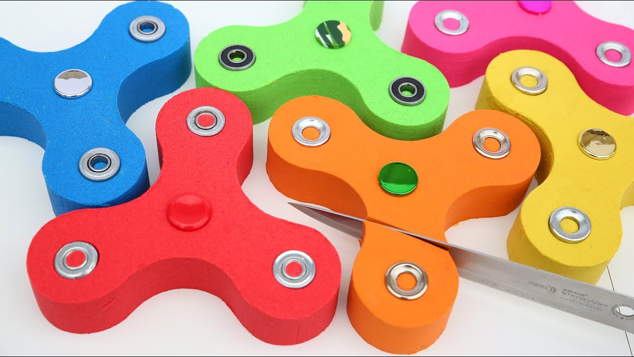DIY How To Make Kinetic Sand Giant Fidget Spinner Learn Colors Play Doh ...