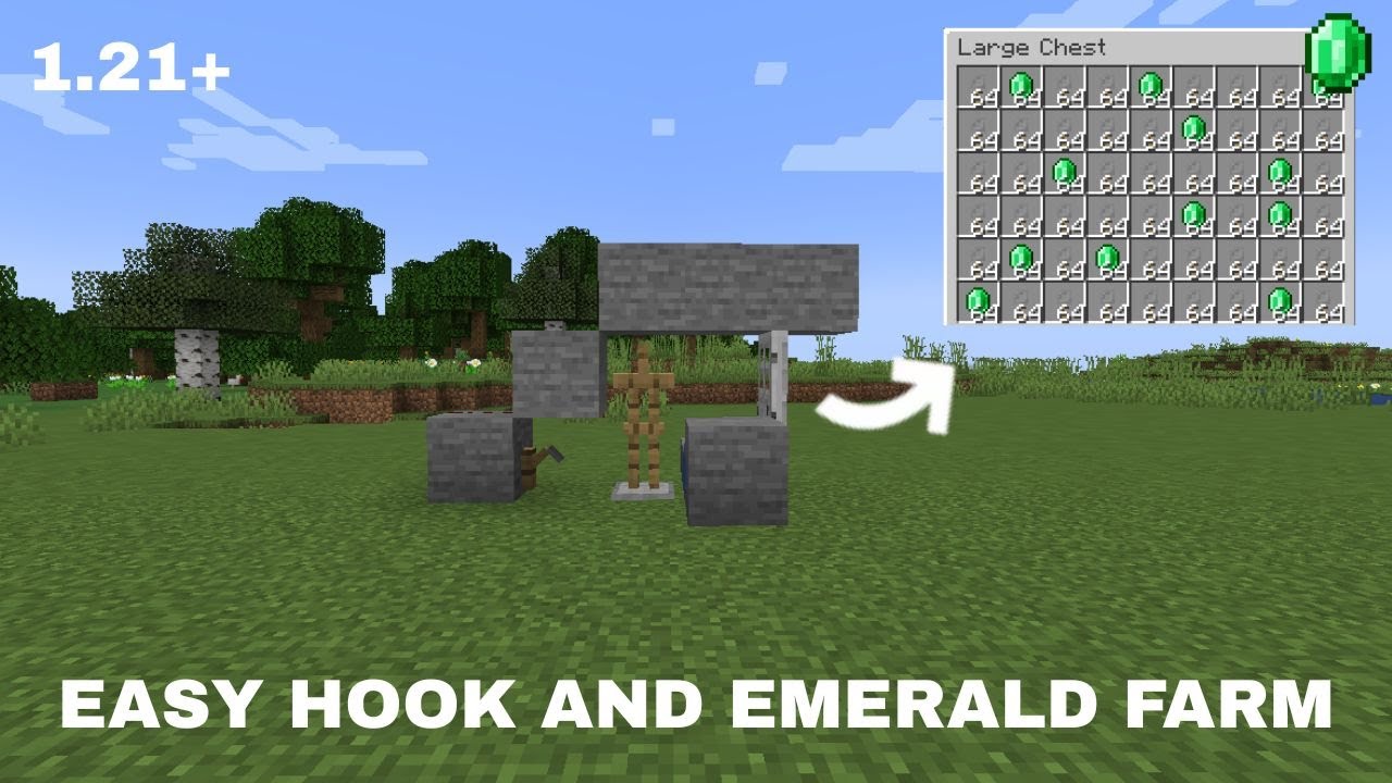 Minecraft EASY Tripwire Hook + Emerald Farm 1.21+ - YouTube