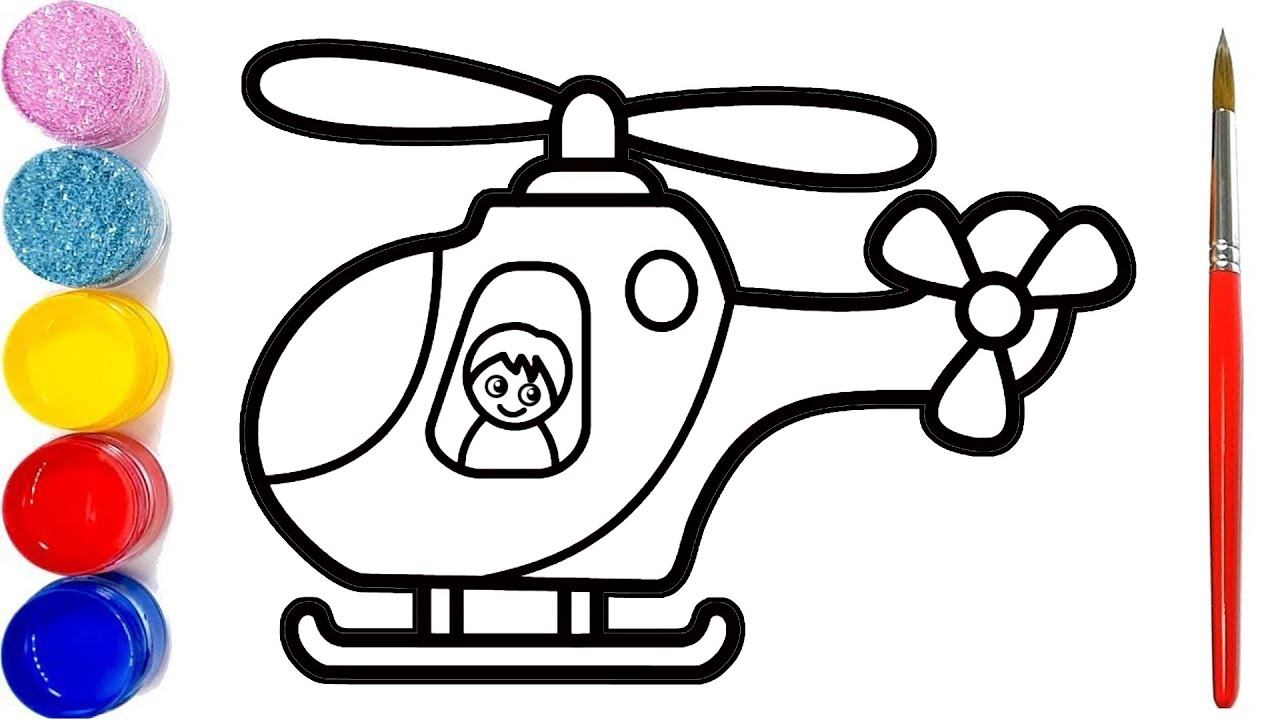 How To Draw a Helicopter For Kids 💖 Easy Helicopter Drawing & Painting ...