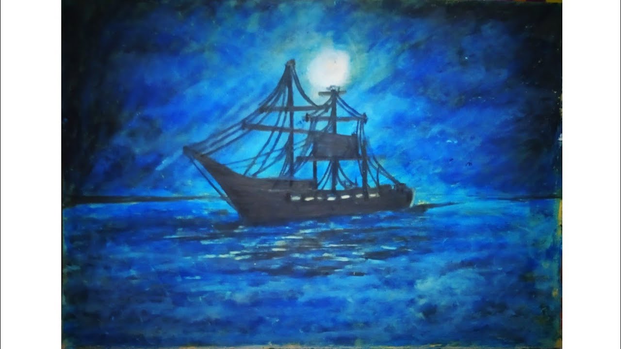Oil pastel drawing for Beginners || A ship in ocean 🌊drawing with oil ...