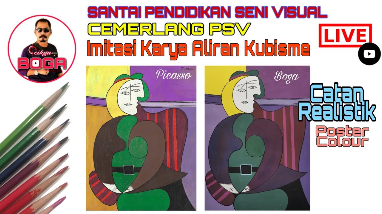 [LIVE] KRSV IMITASI KARYA Aliran Kubisme Pablo Picasso | Lukisan ...