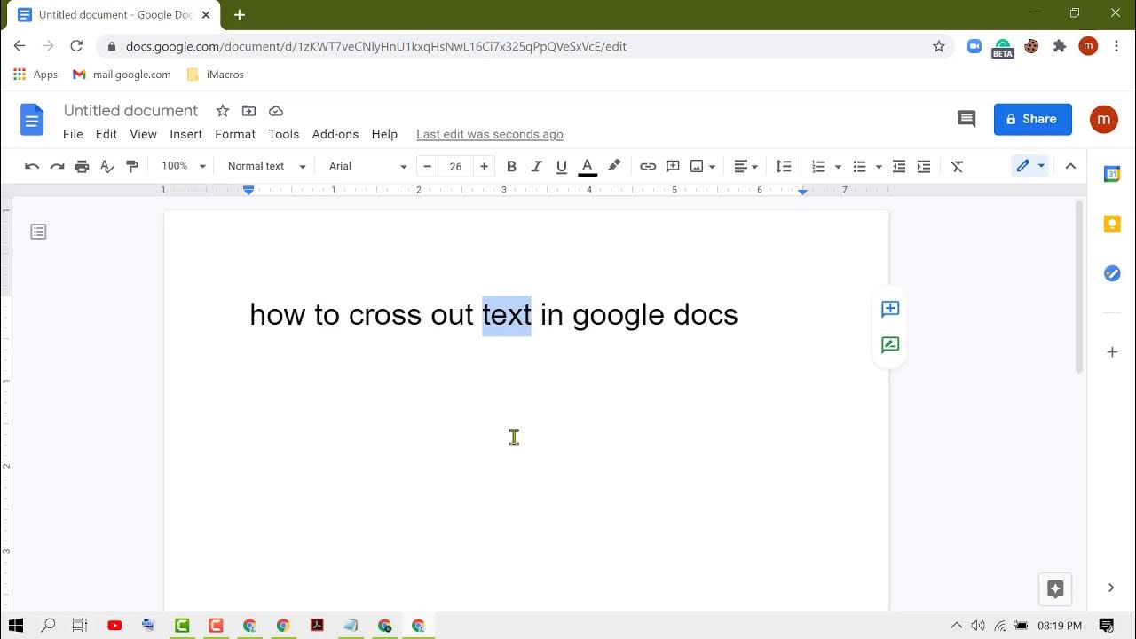how to cross out text in google docs - YouTube