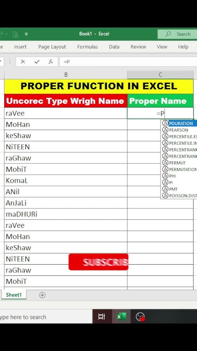 Proper Function Trick In Excel Microsoft Office Excel Excelshortcuts Youtubeshorts