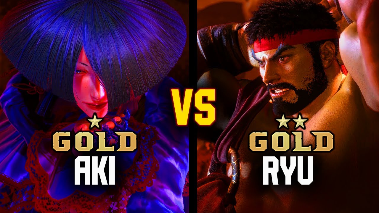SF6 Aki (Gold 1) VS Ryu (Gold 2) | Low Level Replay | Street Fighter 6 ...