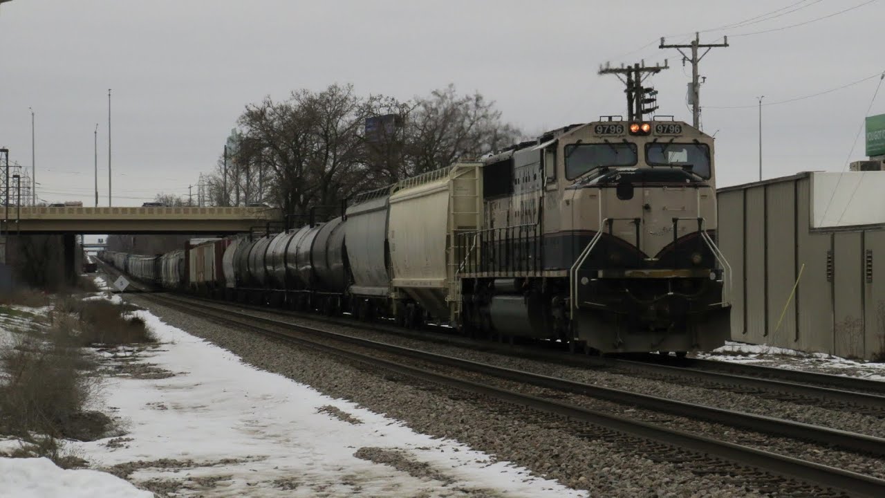 BNSF 9796 rear DPU on CP 254 goes past Waterford Ave on the CP C&M ...