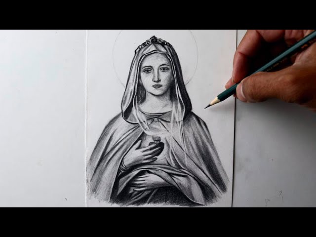 Desenhos Da Virgem Maria Santa Maria E O Anjo Entre O Céu. A